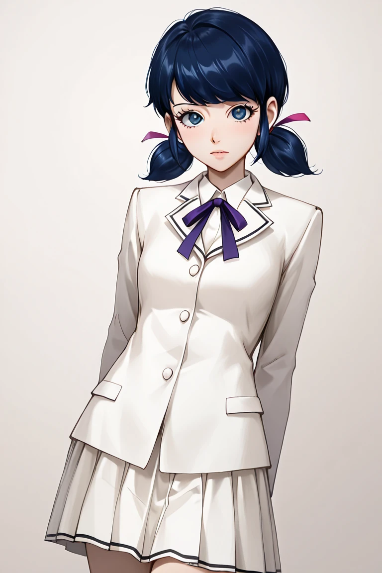 Marinette Dupain-Cheng, dark blue hair, blue eyes, school uniform ...