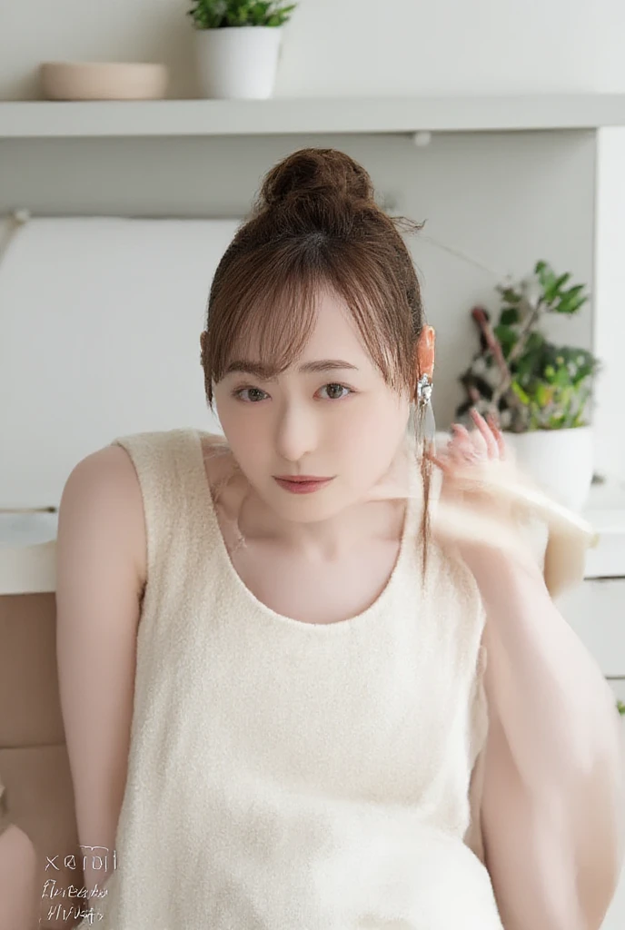 Relaxing unnoticed in the kitchen、taken from behind, she have a hot ...