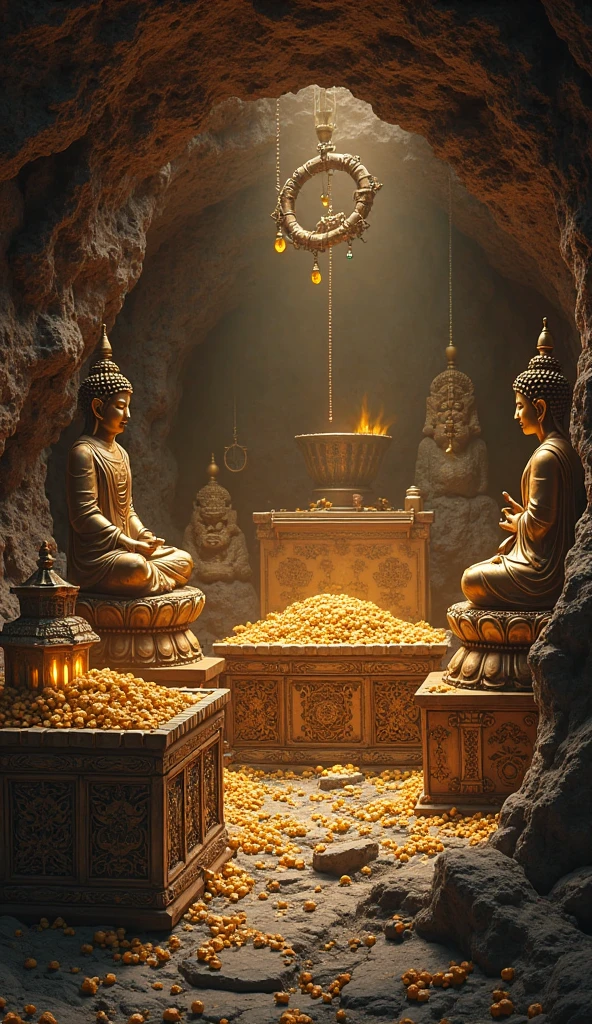 "Japanese treasure hidden in a cave with traps, Buddha statues and ...