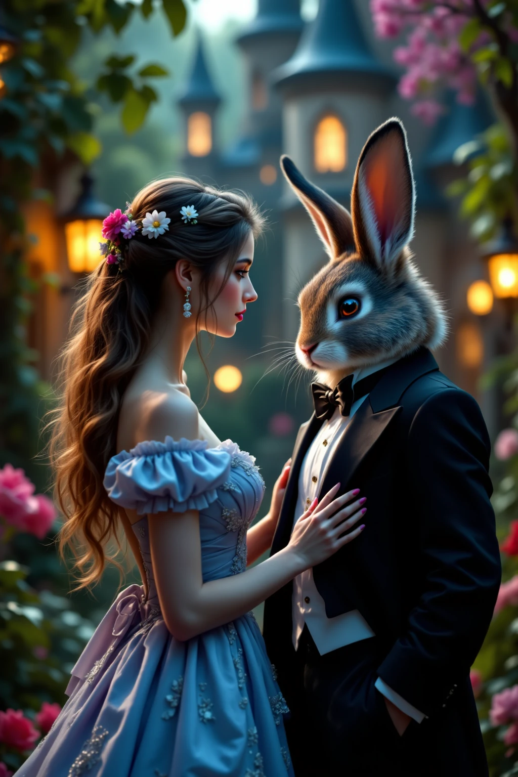 The atmosphere is reminiscent of Alice in Wonderland,woman in a ...