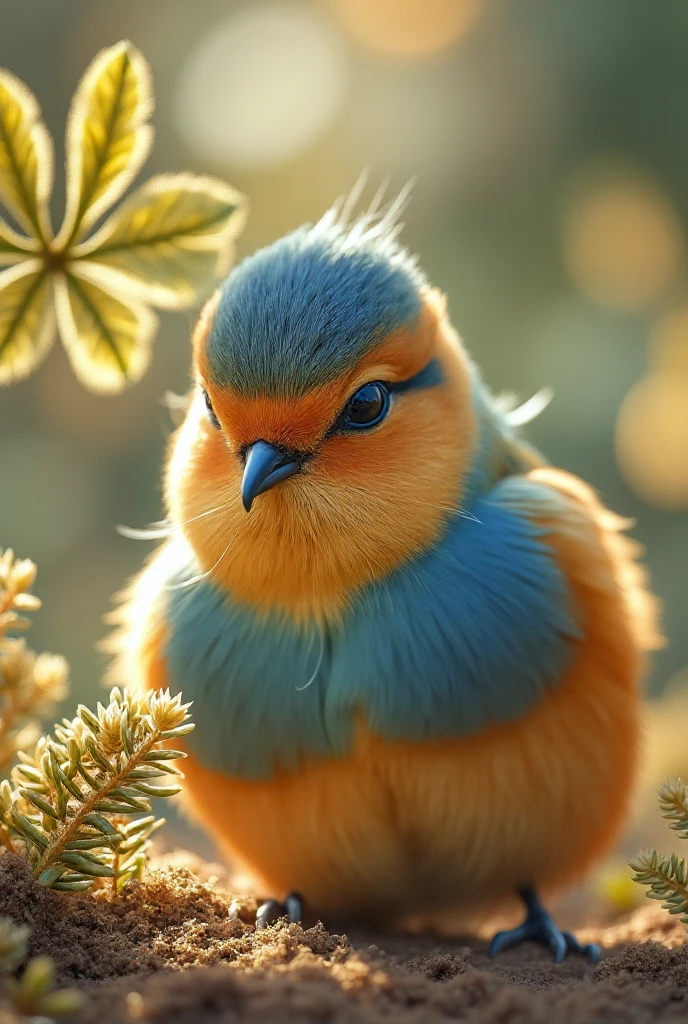 A mesmerizing close-up portrait of a gorgeous little bird illuminated ...