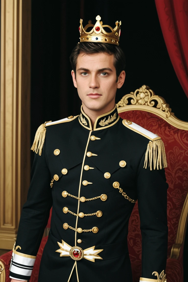 Create a tall emperor man , brown, robust, slightly torn eyes - SeaArt AI