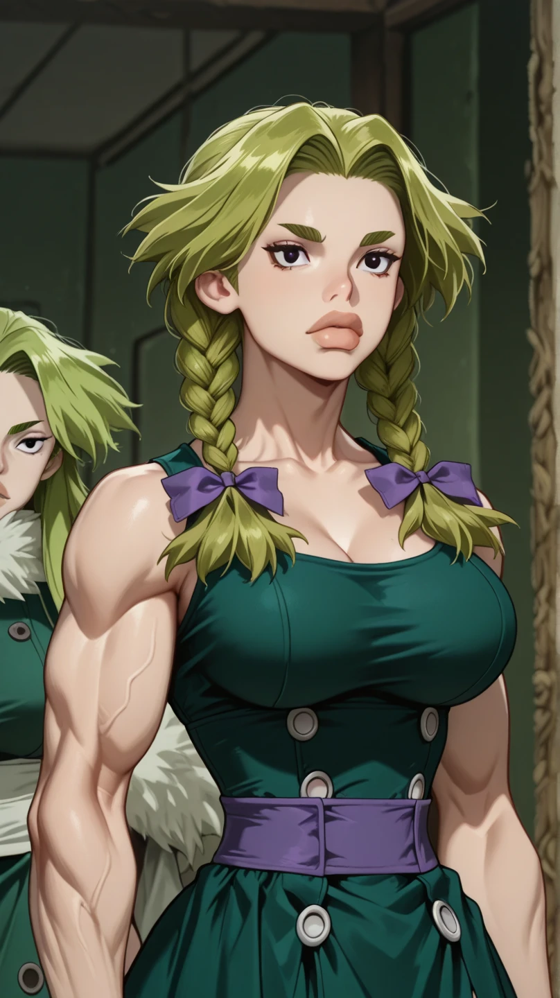 Mulher, Nikki Hanada do Dr. pedra, greenish-blond hair with braids - SeaArt AI
