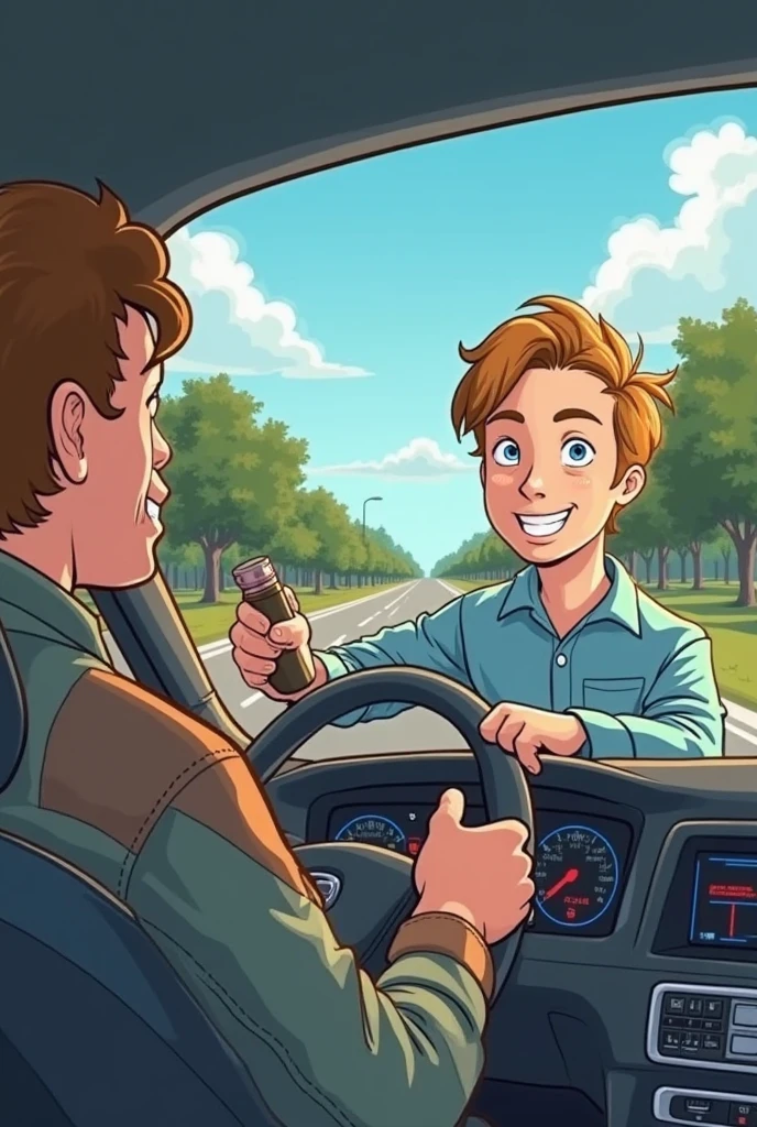 A drunk father gives the car keys to his drunk son, to drive them home ...