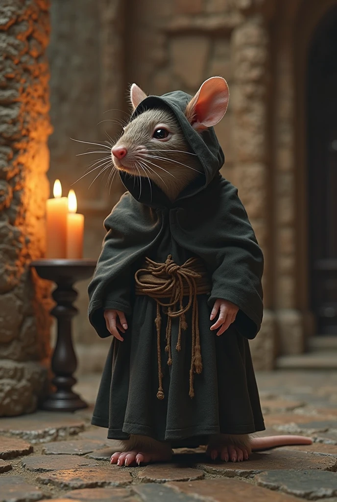 Create a hyper-realistic image of a rat using a medieval monk - SeaArt AI