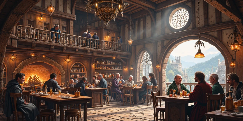 Empty, medieval, isekai, anime, fantasy, Guild, inn, warm, tavern ...