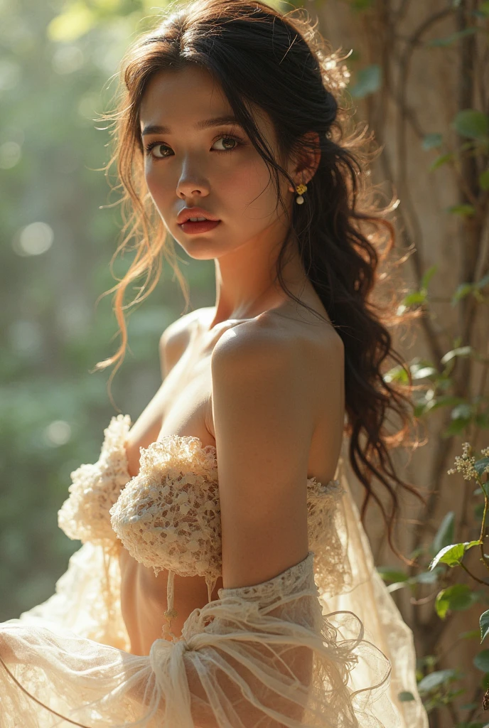 Make me a beautiful woman by wearing thin clothes - SeaArt AI