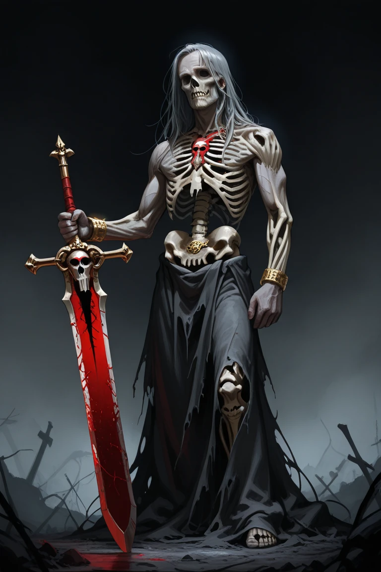 God of death, withered undead man, dry, wrinkled skin binds his ...