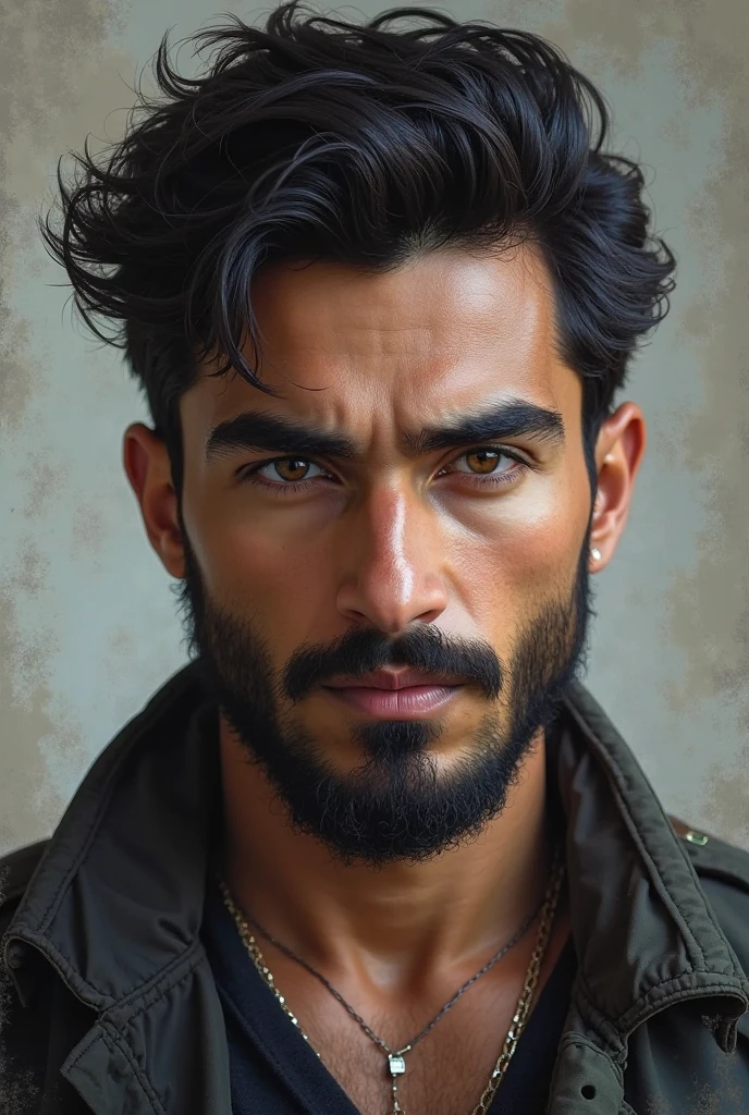 Generate a picture of a kurdish 20 year old man with a beard and ...