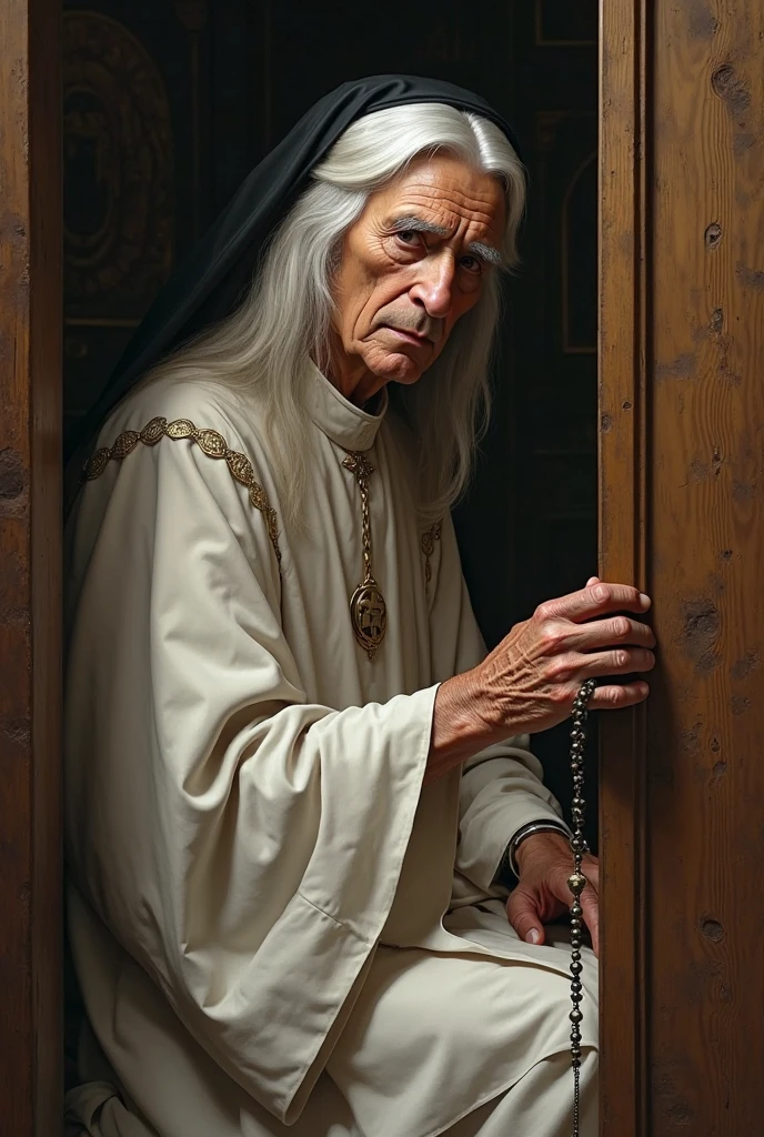 Realistic image of st John mary vianney with should length parted white ...