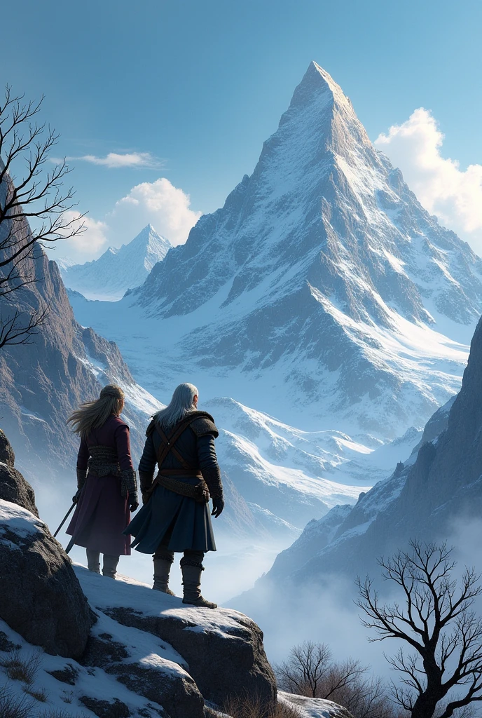 A witcher 3 characters, ciri and geralt, mountains, beautiful ...