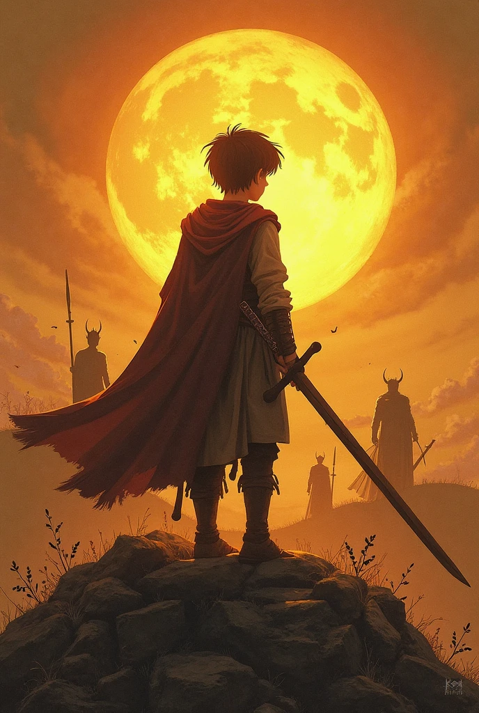 I want an epic fantasy cover with a young protagonist (Bolkos - SeaArt AI