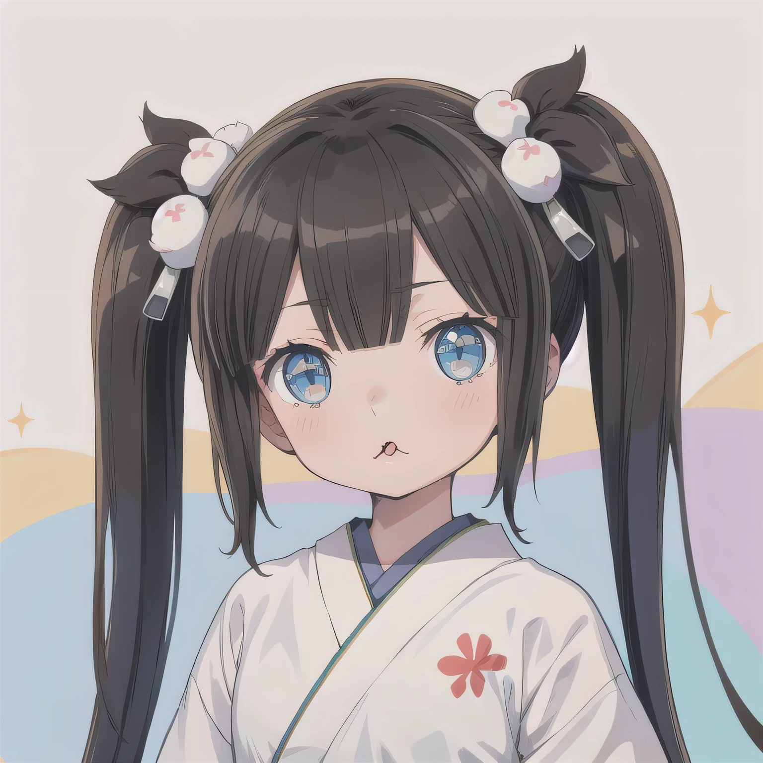 A Japanese anime-style chibi girl, 3-head-tall, super round body and ...