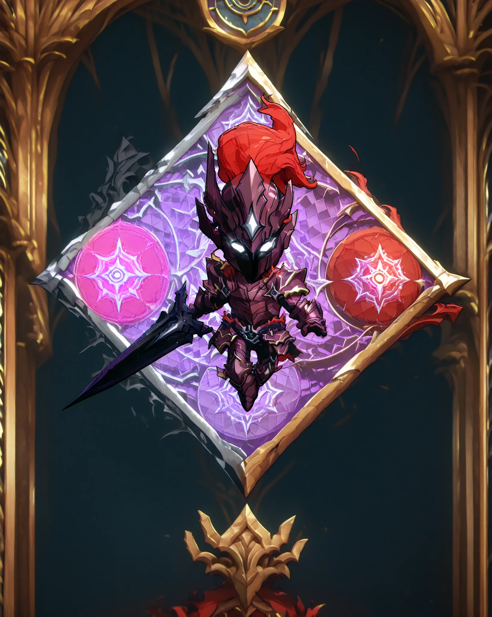 1boy, blood_igris, glowing, white eyes, helmet red hair, helmet - SeaArt AI