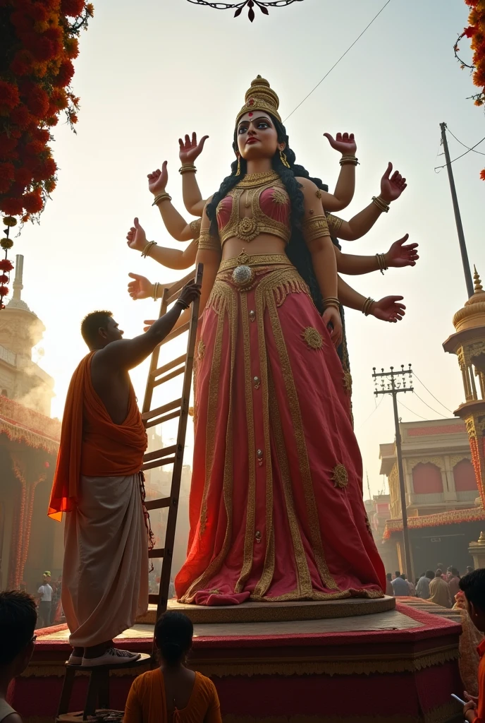 A Hindu priest (pandit) in traditional attire—dhoti, angavastram ...
