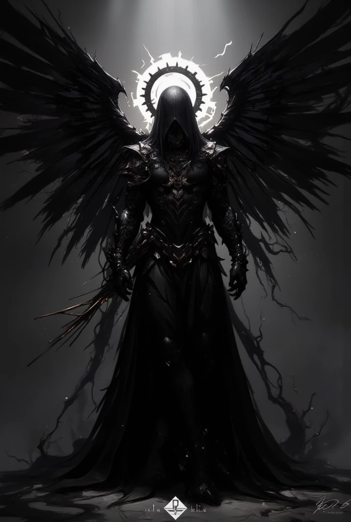 Fallen Angel Lucifer Black Angel Wings Dark Aura - SeaArt AI