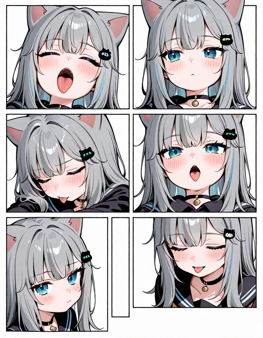 Nachoneko, head, eyes closed with mouth open and tongue out - SeaArt AI