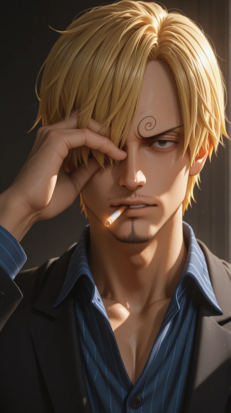 3D anime-realistic half-body portrait of Sanji from One Piece - SeaArt AI