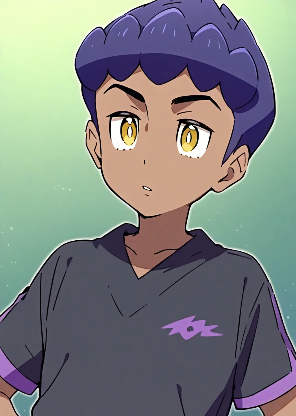 Hop (pokemon),short hair,purple hair,yellow eyes,bright pupils - SeaArt AI