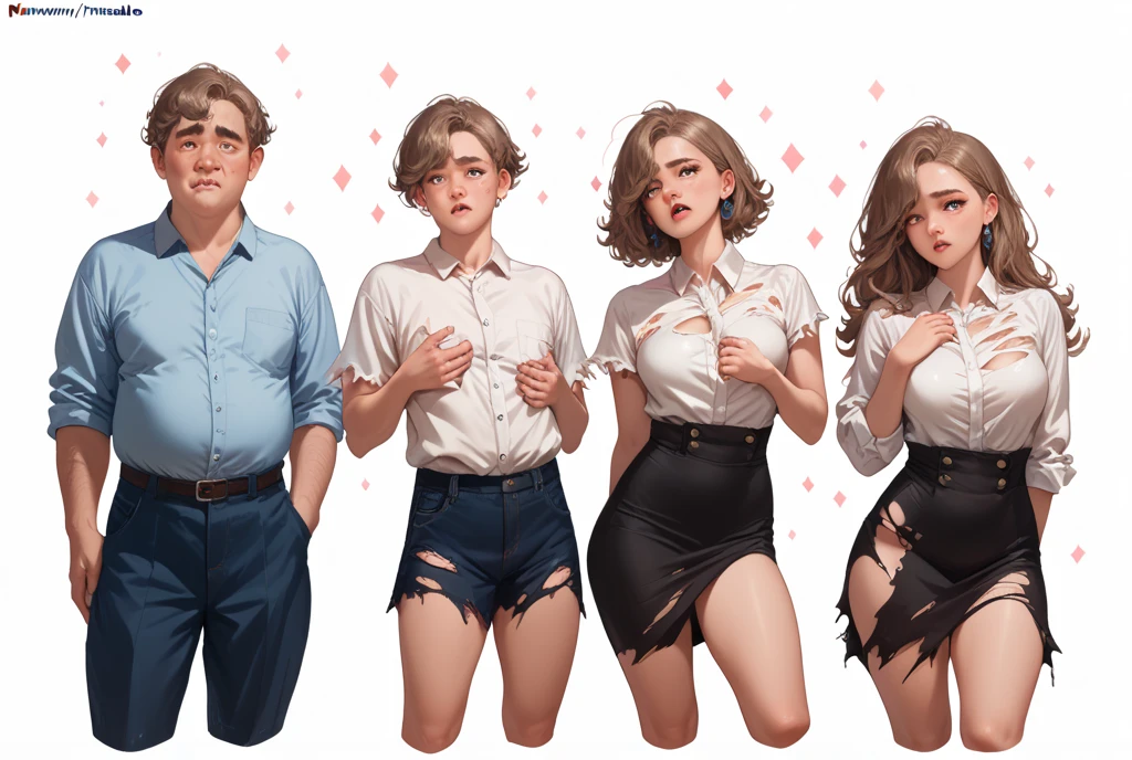 Feminization sequence, ugly boy transforms into a slutty and beautifull shemale - SeaArt AI