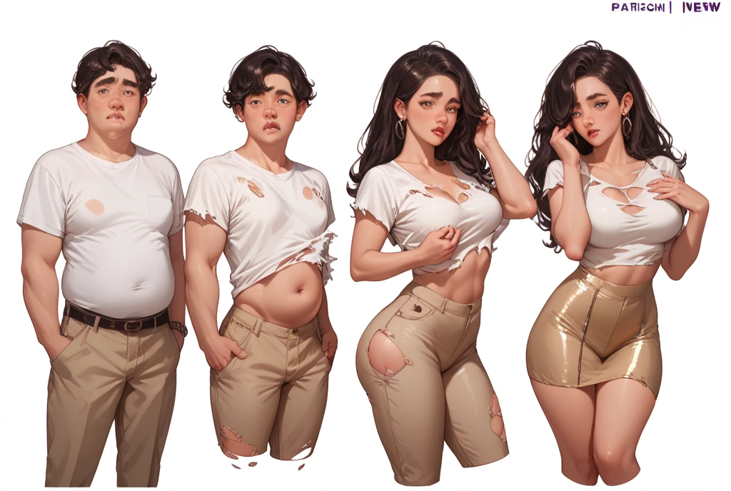 Feminization sequence, ugly boy transforms into a slutty and beautifull shemale - SeaArt AI