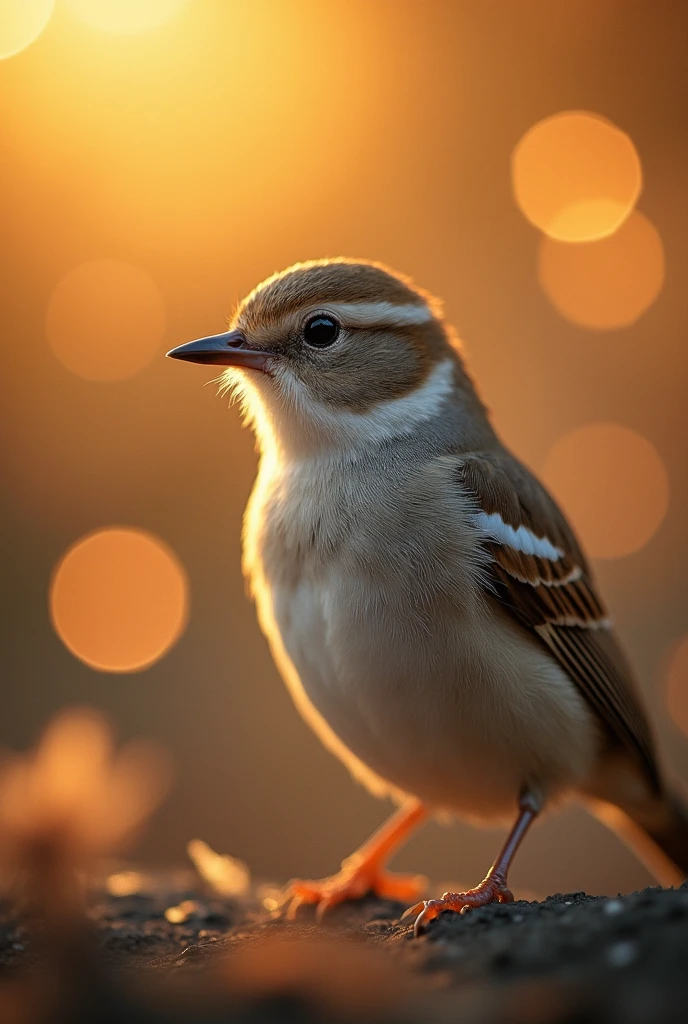A mesmerizing close portrait of a beautiful little bird illuminated by ...
