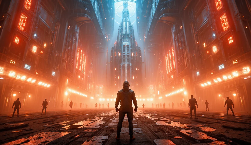 Desert storm made of sound waves, futuristic DJ at the center - SeaArt AI