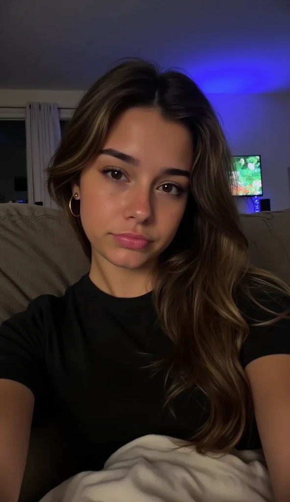 A hyperrealistic vertical flash selfie, taken with harsh direct flash ...