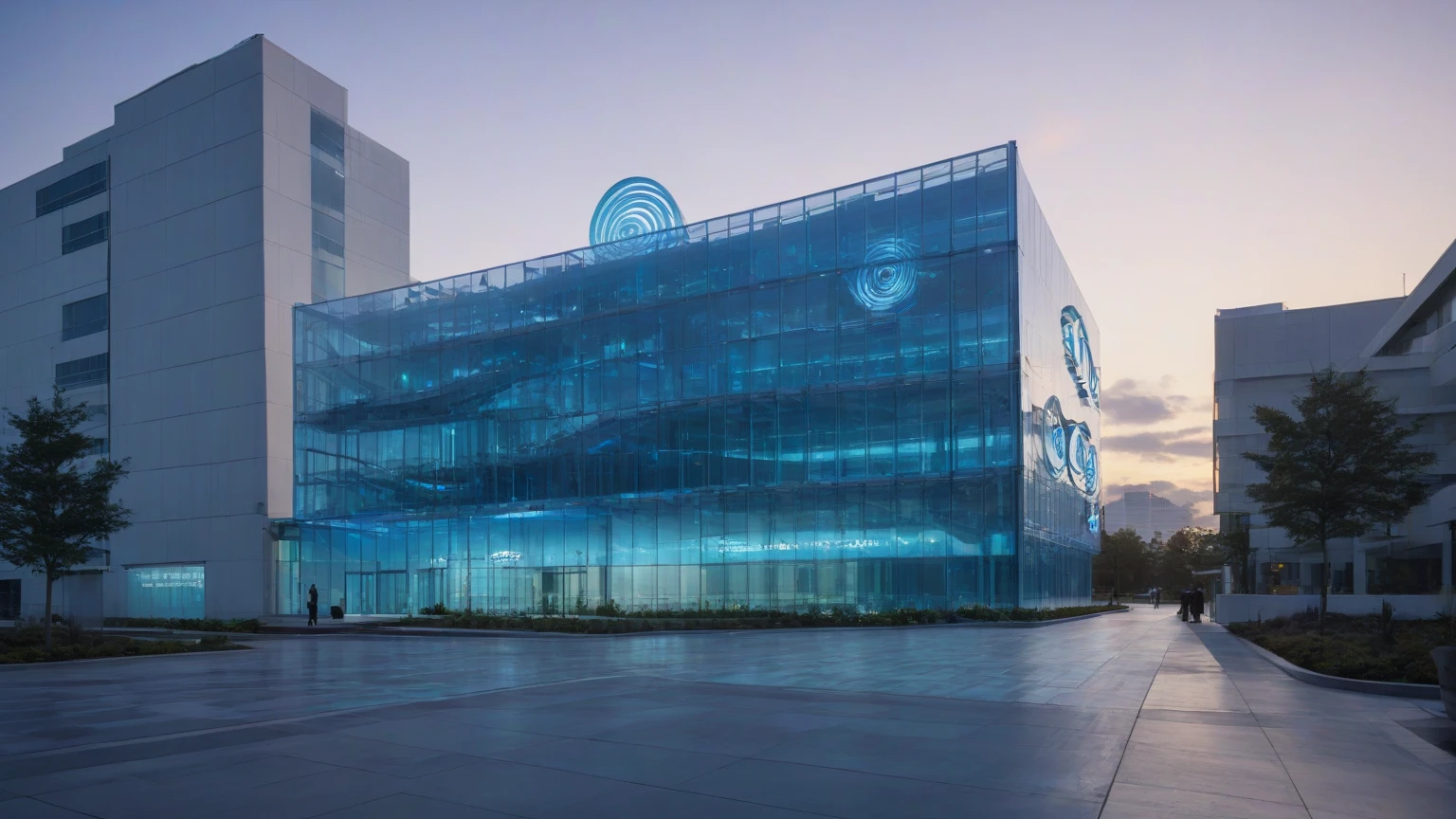 The Dimensional Research Center – a six-story building with sleek blue ...