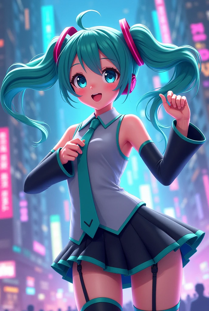Could you generate me a cool photo of Hatsune Miku animated - SeaArt AI