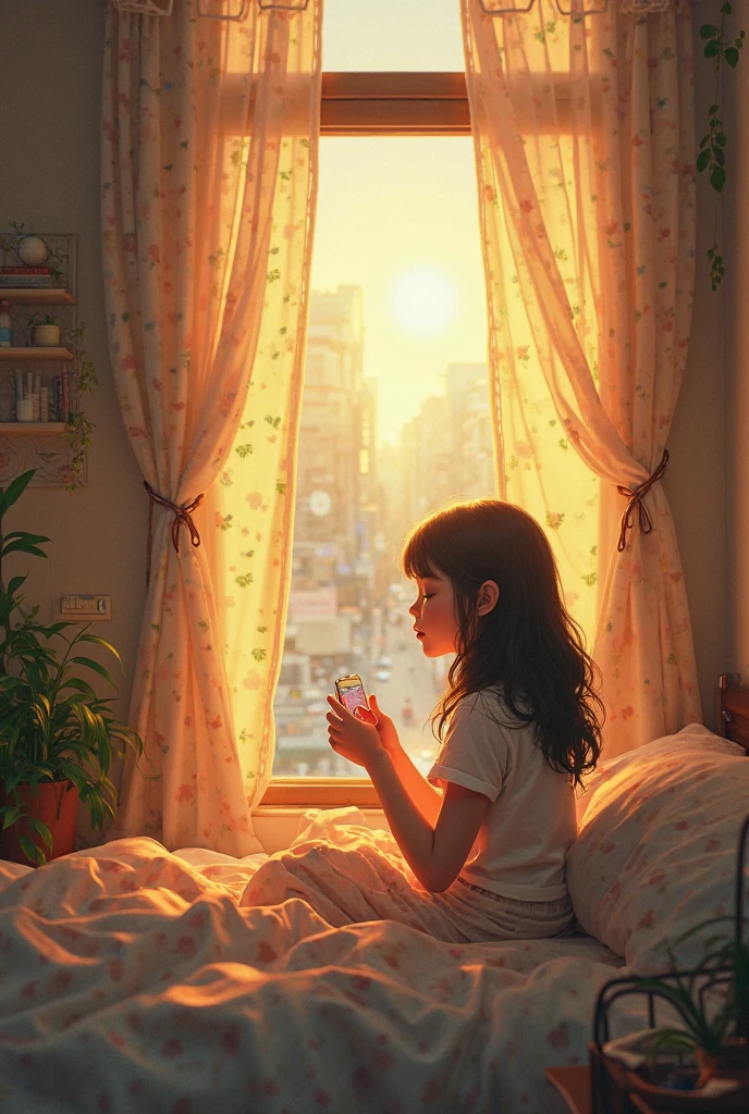 Create a sequence of images of a waking up in the morning where the sun ...