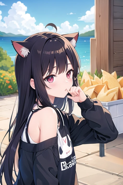 Nacho Neko, Outdoors, Cat ears, Cat's tail, animal ear, The hair is gray - SeaArt AI