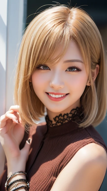 全身、超美肌、ショートパンツ。hair bobbles, wince, longeyelashes, solid circle eyes ...