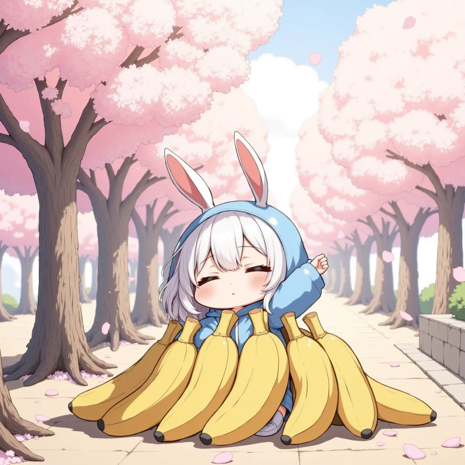 A sleepy little character\(He is wearing a knee-length blue wide ...