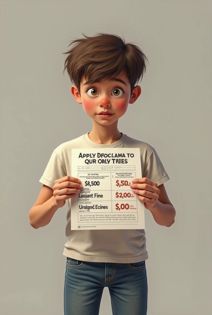 Boy Hold A Chart On Chart Write apply PNC Card Urgent Fees 5000 Normal ...