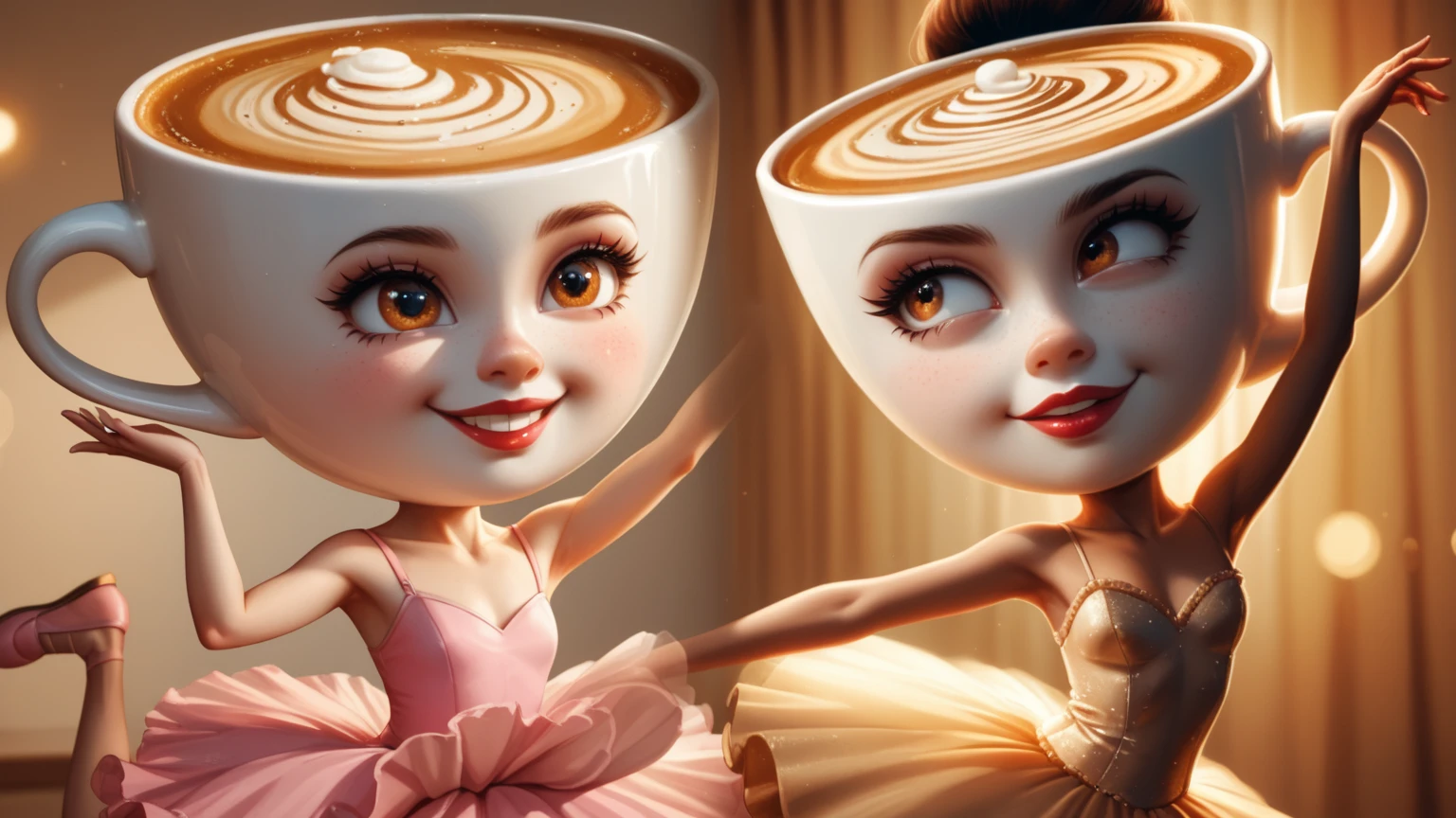 "A surreal character named 'Ballerina Cappuccina': an anthropomorphic cappuccino - SeaArt AI