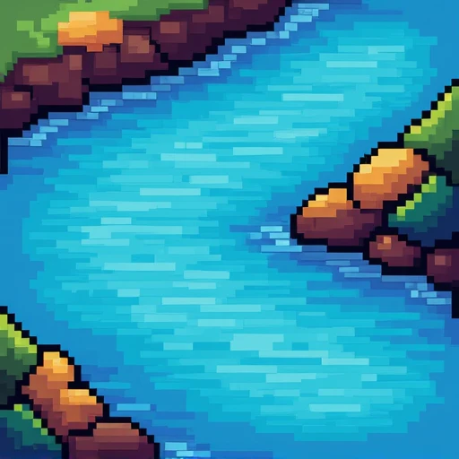 A pixel art water tile inspired by Stardew Valley, designed for a 2D ...