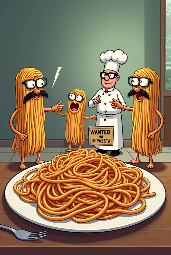 🎨 Picture Idea: Scene Description: A plate of spaghetti wearing a ...
