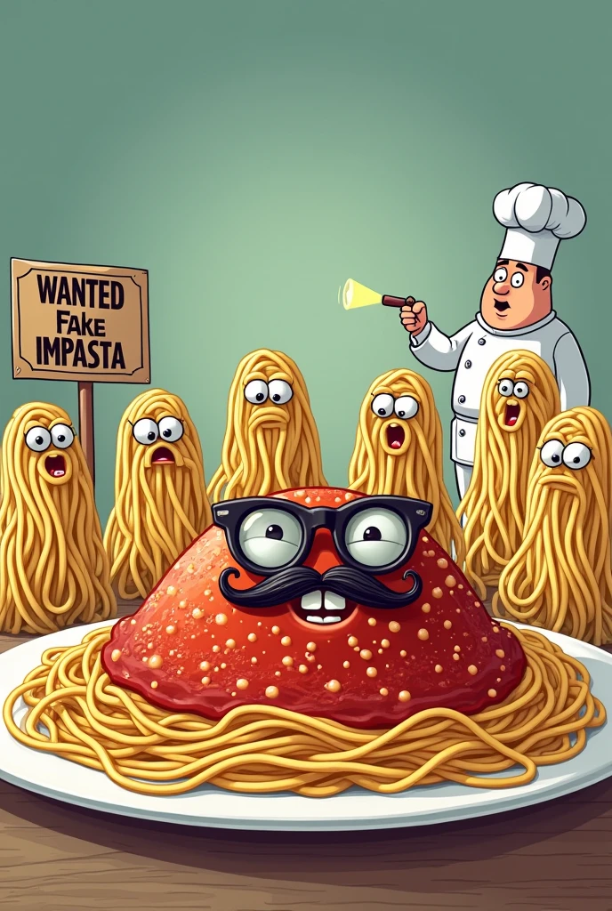 🎨 Picture Idea: Scene Description: A plate of spaghetti wearing a ...