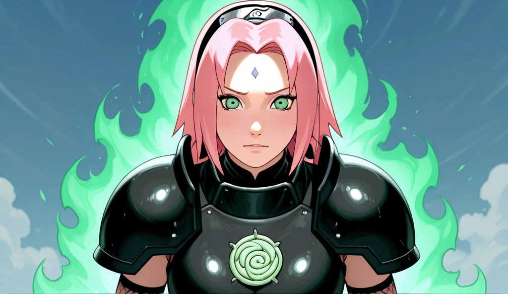 Make Sakura Haruno from Naruto, with pink hair, Equipped with a ...