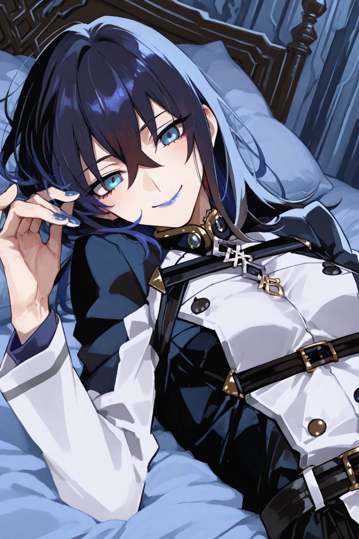 Ritsuka Fujimaru、De Guerra black hair, blue eyes, blue lipstick - SeaArt AI