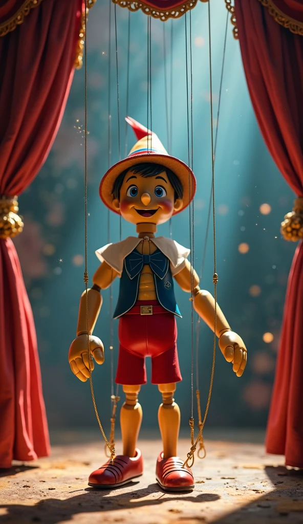 Pinocchio in a puppet theatre