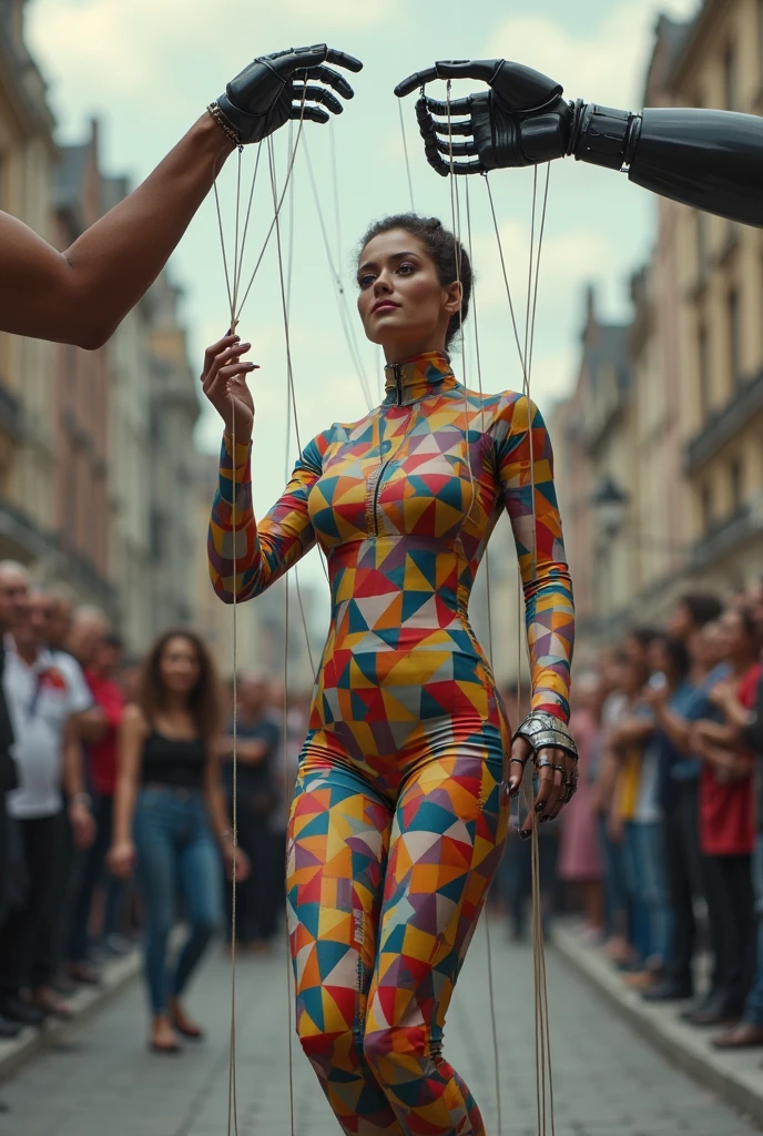 A Puppeteer hands (robot hands) controlling puppets manipulator concept ...