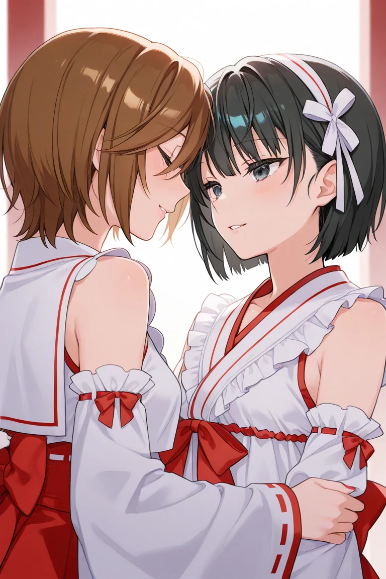 Kiritani haruka, meiko(vocaloid), yuri, shrine maiden cosplay - SeaArt AI