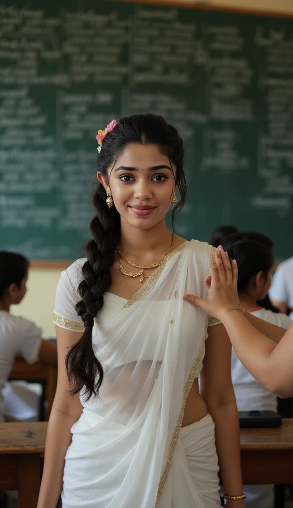 A bustling classroom in South India, with students of varying ages ...