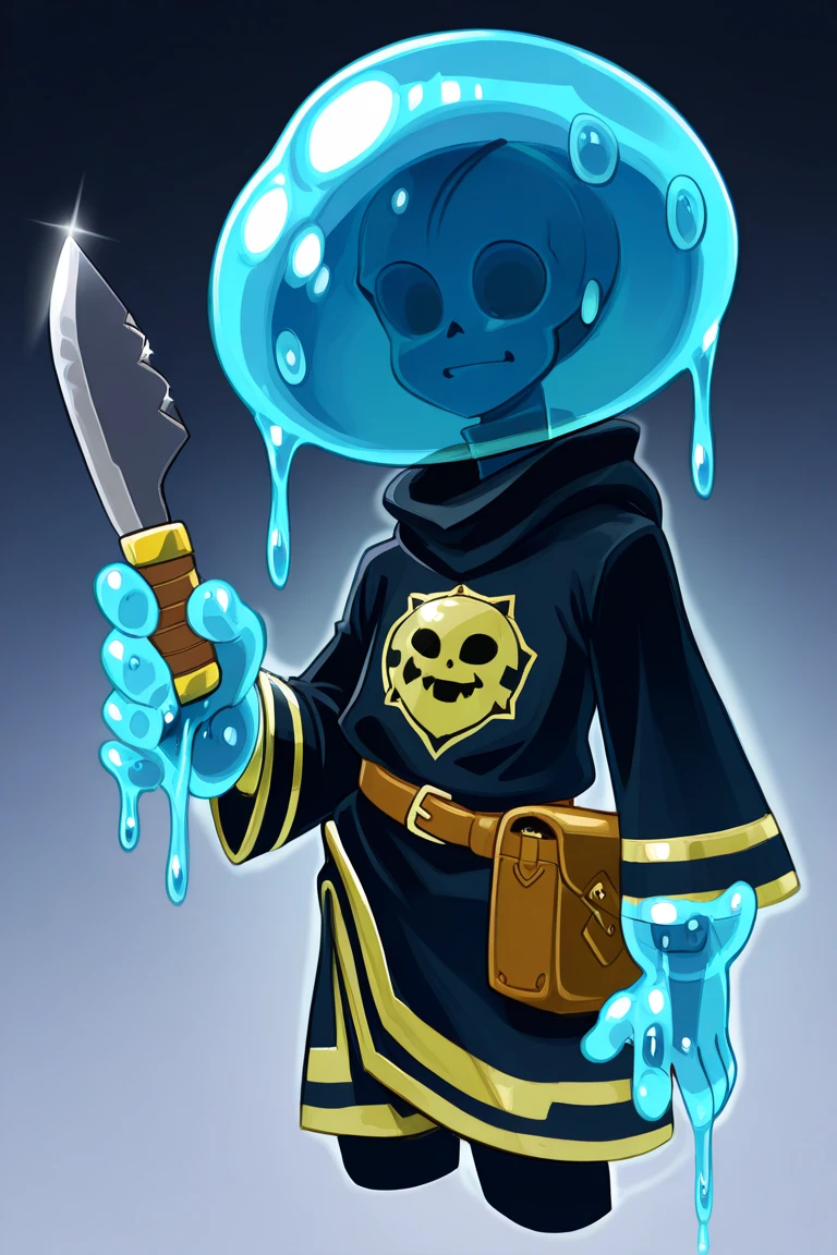A young male adventurer that is a phantom rogue. he is a slime person ...
