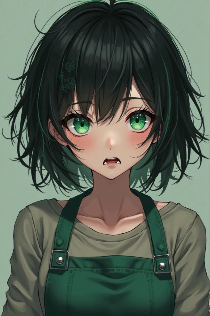 Masterpiece,(solid color background), Anime emo girl with Green eyes ...