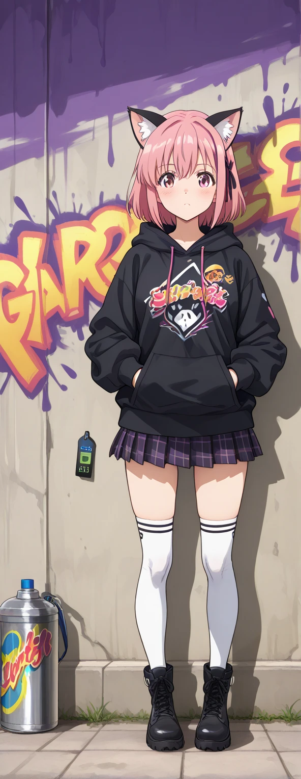1girl, cute anime girl, standing in front of a wide graffiti - SeaArt AI