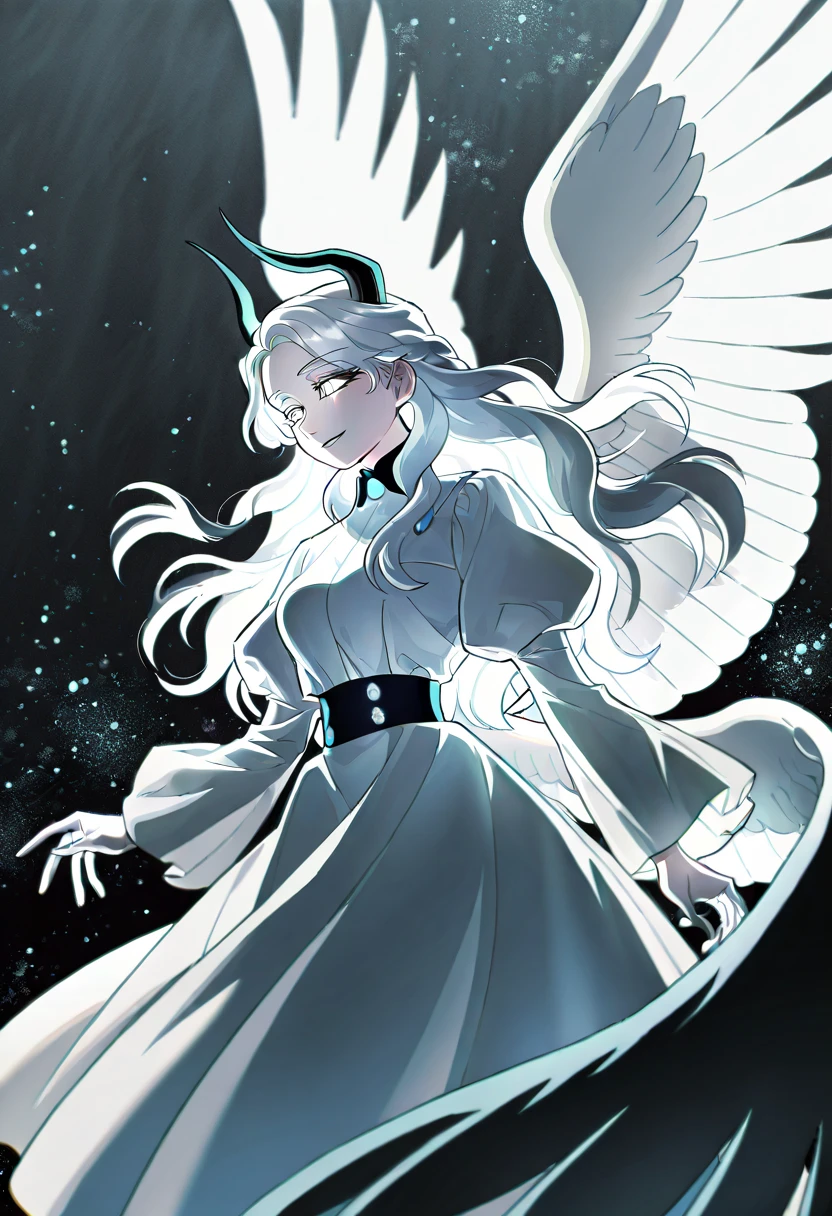 A beautiful and amazing girl, white hair, completely white eyes - SeaArt AI