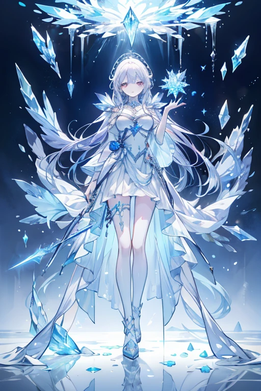 Dignified girl, light blue sword made in the image of ice on the right ...